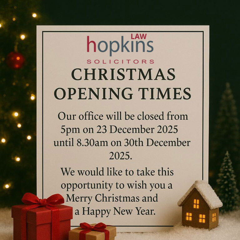 Christmas Opening Times - Hopkins Law